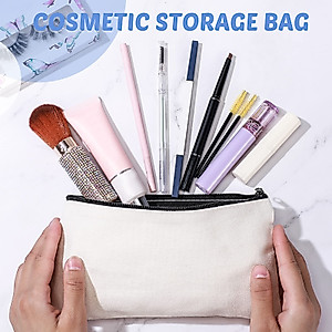99 Pack Blank Canvas Bag Bulk DIY Craft Canvas Zipper Pouch Sublimation Blanks Canvas Makeup Bag Canvas Pouch Pencil Bag Cosmetic Travel Toiletry Storage Zipper Bag 8.3 x 5 Inch(Gray, Black, White)