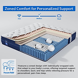 Queen Mattress,14 Inch Gel Memory Foam Hybrid Mattress in a Box,Motion Isolation Individually Pocket Innerspring ,Pressure Relief,Back Pain Relief,Breathable,Medium Firm,Non-Fiberglass Mattress