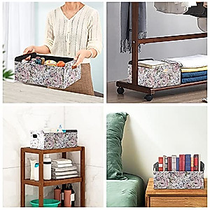 xigua Large Foldable Storage Bins, Felt Storage Basket with Handles, Storage Containers Organizer for Clothes, Toys, Shelves, Closet, Office, Bedroom, Bouquets Of Roses