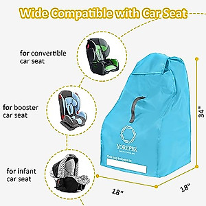 YOREPEK Car Seat Travel Bag Backpack, Universal Car Seat Bags for Air Travel Fits Convertible,Booster,Infant Carseat, Carseat Travel Cover, Gate Check Bag for Car Seats,Blue