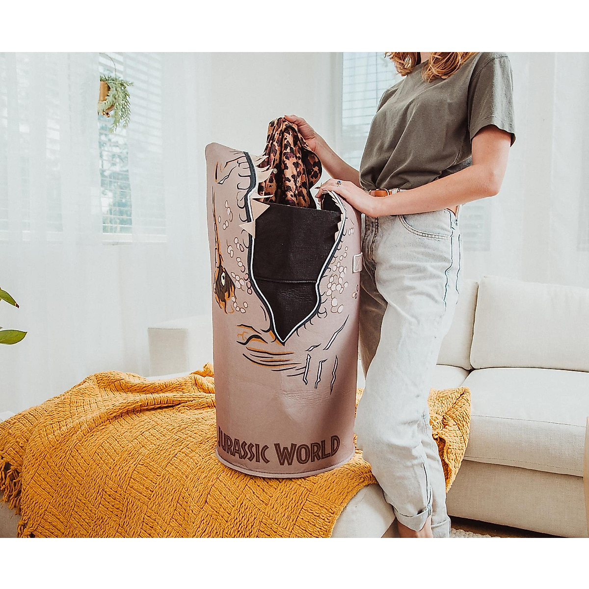 Ukonic Jurassic World Open-Mouth T-Rex Clothes Hamper, Laundry Basket | Storage Organizer for Blankets, Toys