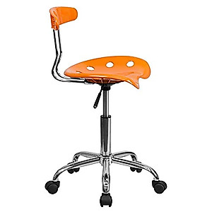 Flash Furniture Vibrant Orange and Chrome Swivel Task Office Chair with Tractor Seat
