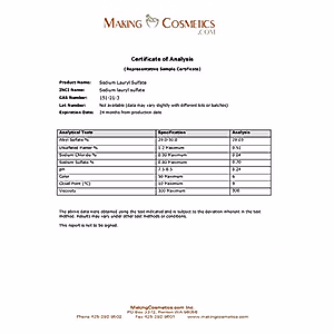 MakingCosmetics - Sodium Lauryl Sulfate - 8.4floz / 250ml - Cosmetic Ingredient