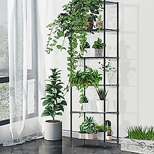 Himimi 6-Tier Wire Shelving Unit, Adjustable Metal Storage Rack with Wire Shelves, Versatile Wire Shelving Rack for Tall and Narrow Storage, Steel Storage Shelves for Organization & Side Hooks, Black