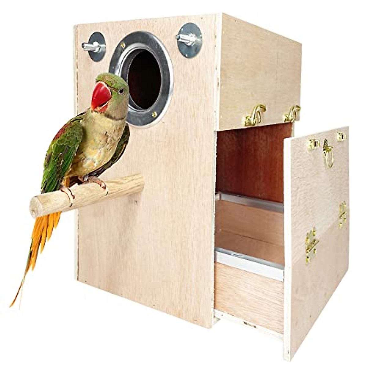 kathson Parakeet Nesting Box Wooden Bird Breeding Nest Parrots Mating House Wood Bird Aviary Budgie Cage Accessories for Cockatiel Finch Lovebirds Conure