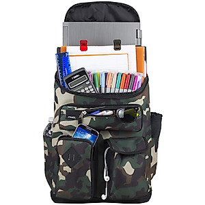 FUEL Travel Laptop Hiking Backpack Carry On Airline Approved Luggage Bag Carry On Large Backpack, Hunter Green Camo