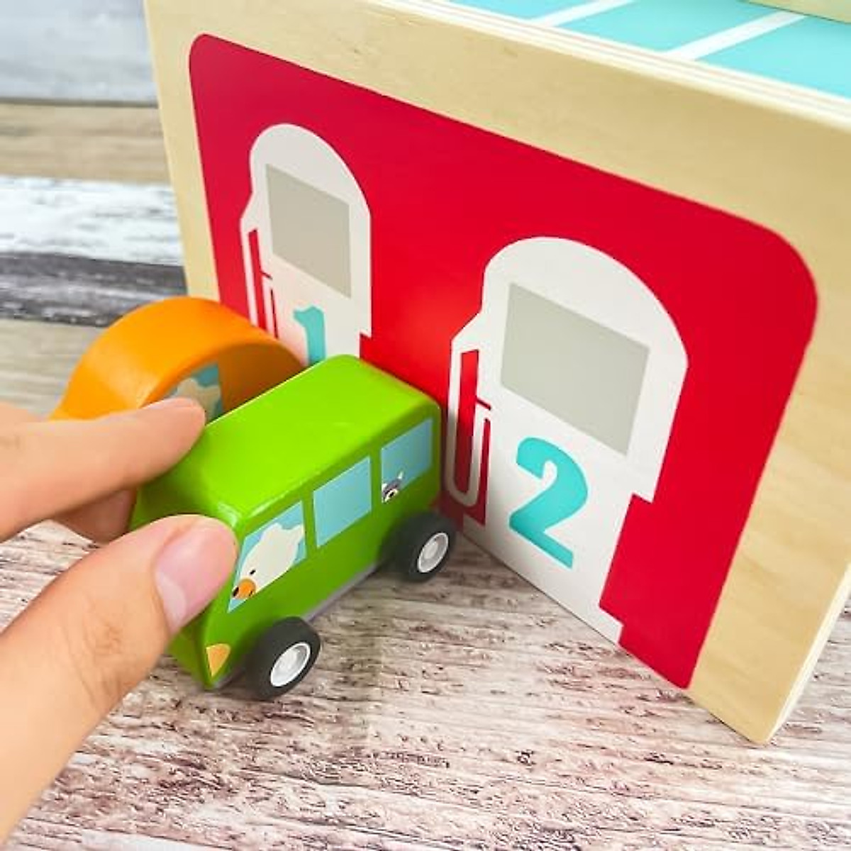 DJECO Early Learning Mini Garage - Cute Vehicle Toys for Toddlers - Fun & Creative Activity for Family & Friends - Wooden Automobile Set for Children 18+ Months Girls & Boys