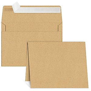 Blank Cards and Envelopes 5x7, 25 Pack Brown Invitation Cardstock with 25 Pack Envelopes, Self-Seal Thank you Blank Greeting Cards and Envelopes, Print custom, for All Occasions DIY