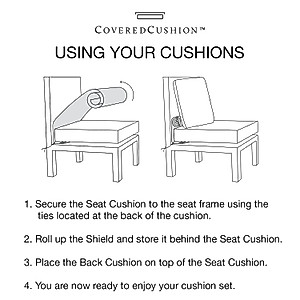 CoveredCushion 24"x24" Outdoor Cushions Set for Patio Furniture w/Built-in Removable Waterproof Cover - Fade Resistant Deep Patio Chair Cushions, Outdoor Patio Seat Cushion Replacement, Navy