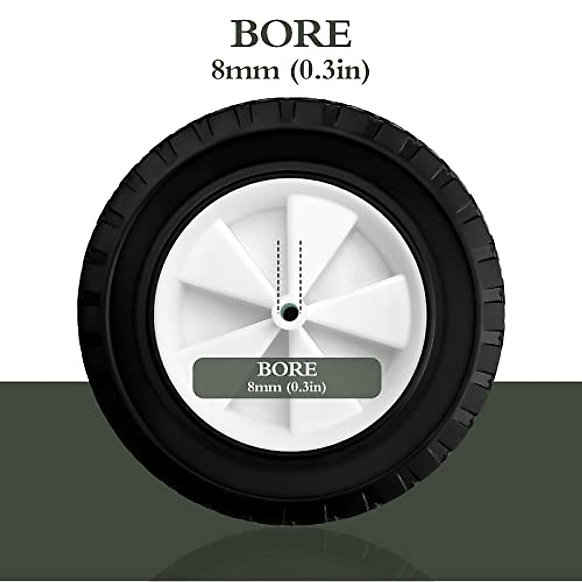 [2 Pack] 8 Inch Wheels Replacement 8mm, Lawn Mower Wheels Replacement, Grill Wheels Replacement, Wheels Replacement Parts