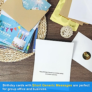 160 Birthday Cards Bulk with Short Generic Message Inside, Birthday Cards with Envelopes 4 x 6 inches, 20 Unique Designs, for Family, Group,Office, Business, Cards in Box
