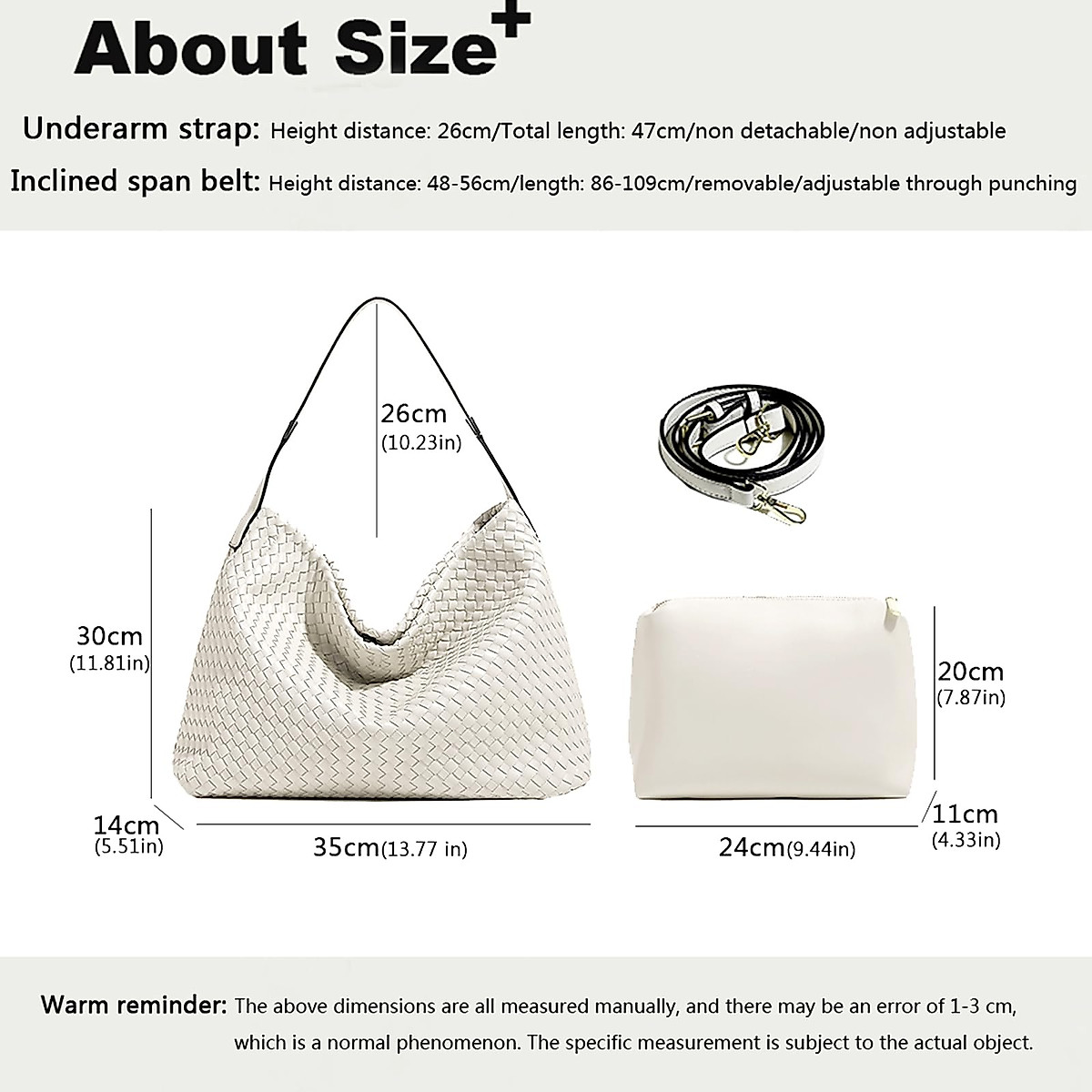 JINMANXUE Women Boston Bag Woven Vegan Leather Handbags Female Satchel Messenger Bag Fashion Shoulder Bag Casual Hobo (Off white)