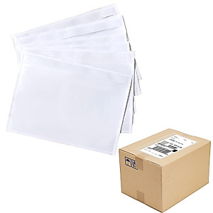 100 Pack 7.5" x 5.5" Clear Self-Adhesive Top Loading Packing List/Shipping Label Envelopes Pouches