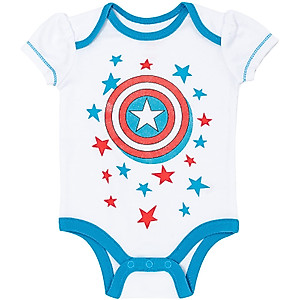 Marvel Avengers Spider-Man Captain America Captain Newborn Baby Girls Bodysuit and Headband Captain Marvel, Captain America, Spider-Girl 0-3 Months