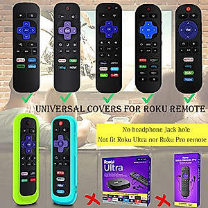 4Pack Case for Roku Remote, Cover for Hisense / TCL Roku TV Steaming Stick / Express Universal Replacement Controller Silicone Sleeve Skin Glow in The Dark Green Sky Purple Red