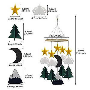 Baby Crib Mobile Wooden Wind Chime Mobile Crib Bed Forest Mobile Felt Moon Crib Mobile Nursery Decoration Toy Hanging Ornament Pendant Photography Props