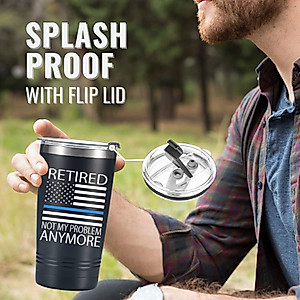 Onebttl Police Officer Retirement Gifts, Gifts for Retired Police Officers Men, Law Enforcement, Correctional Officer, Cops, Stainless Steel Tumbler Travel Mug Cup - 20 oz Black