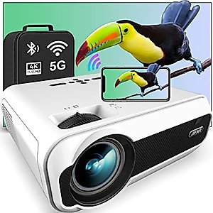 JIFAR HD Projector with WiFi and Bluetooth, 5G WiFi Native 1080P 12000L Outdoor Projector Support 4K 450" Display, Mini Portable Movie Projector, for PPT, Dolby, TV, VGA, Laptop, iOS & Android Phone