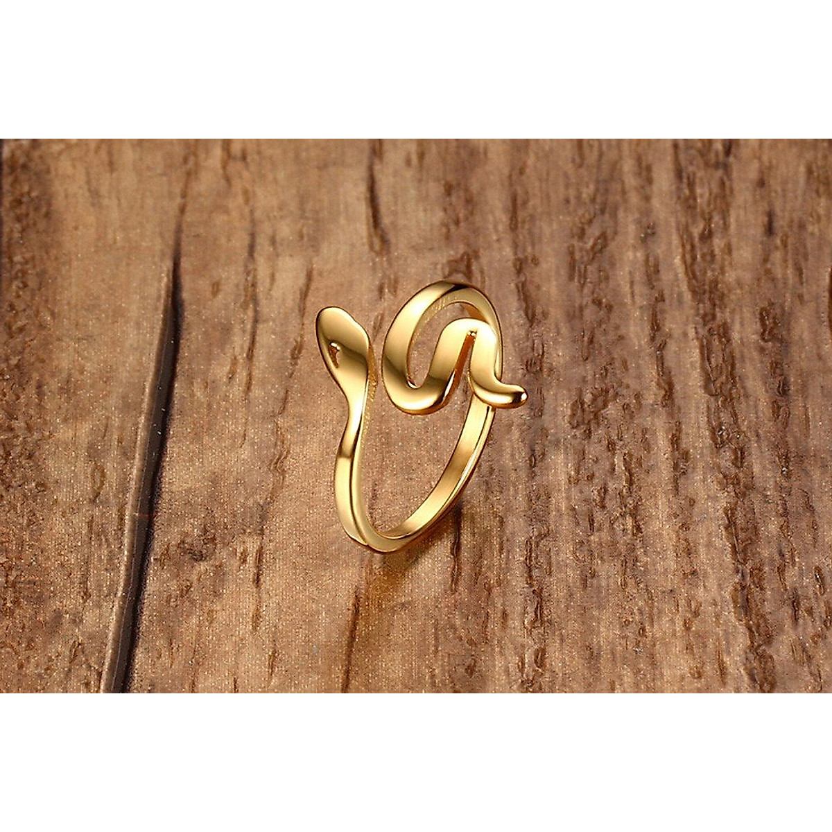 Ximi Jewelry Stainless Steel Fashion Snake Rings for Womens,Gold Plated,Size6-8 (8)