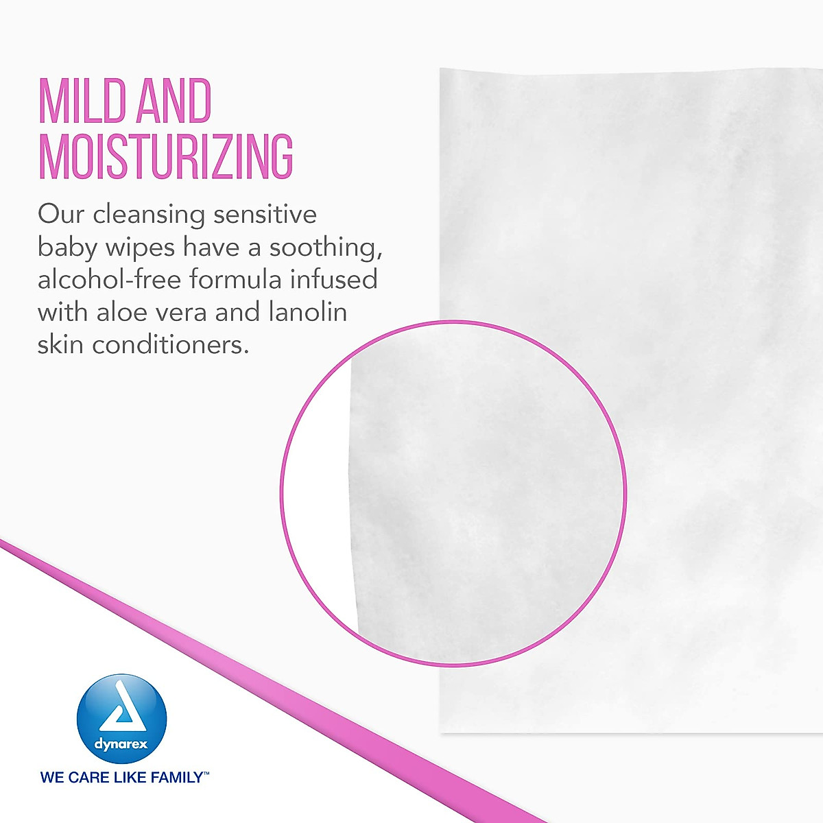 Dynarex Baby Wipes - Non-Alcohol Wipes for Babies with Lanolin & Aloe to Moisturize Skin - Resealable Soft Pack - Unscented - 5x7", 80 Wet Wipes per Pack, 24 per Case