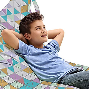 Ambesonne Geometric Lounger Chair Bag, Retro Pastel Colored Mosaic Stained Glass Like Repeated Triangles Rhombus Pattern, High Capacity Storage with Handle Container, Lounger Size, Multicolor