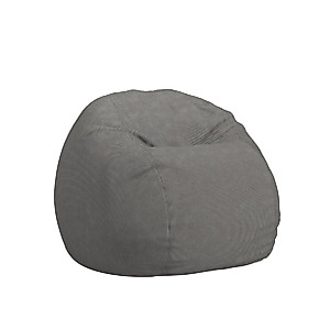 CordaRoy's Corduroy Bean Bag Chair, Convertible Chair Folds from Bean Bag to Lounger, As Seen on Shark Tank, Grey - Full Size