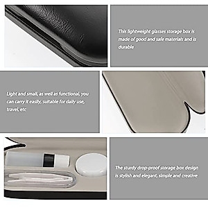 Healifty Contact Lens Case and Glasses Case - 2 in 1 Double Sided Eye Contact Case with Built-in Mirror, Tweezer and Contact Solution Bottle - Portable Contact Lens Storage Box for Travel, Black