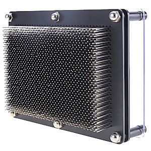 Xsltkby 3D Pin Art Board Toy - Large Size Desk Toy Sculpture for Children Adults 6 x 8 inches (Silver Metal)