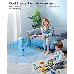 let'me Desk Fan, 13 Inch Bladeless Fan 4400mAh Battery Operated Fan Small Office Fan, USB Portable Fan With Comfy Wind, Desk Fans MINI Quiet with 3 speeds Touch Control for Office Bedroom Dorm