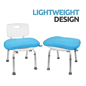 Shower Seat Cushion for Transfer Benches, Shower Bath Chairs, Bathtub Seat Foam Cushion Mat with Hook, Quickly Dry Bathtub Chair Pad with Breathable Air Mesh Fabric