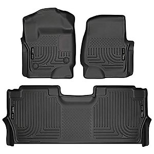 Husky Liners Weatherbeater | Fits 2017 - 2022 Ford F - 250/F - 350, F - 450 Super Duty Crew Cab w/ Fold Flat Storage, Front & 2nd Row Liners - Black, 3 pc.| 94061