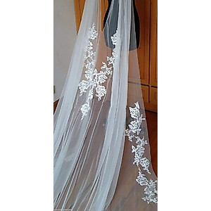 Wedding Capes Lace Bridal Veils Appliques Bridal Wraps Cathedral Length Wedding Cloak (4 meters, white)
