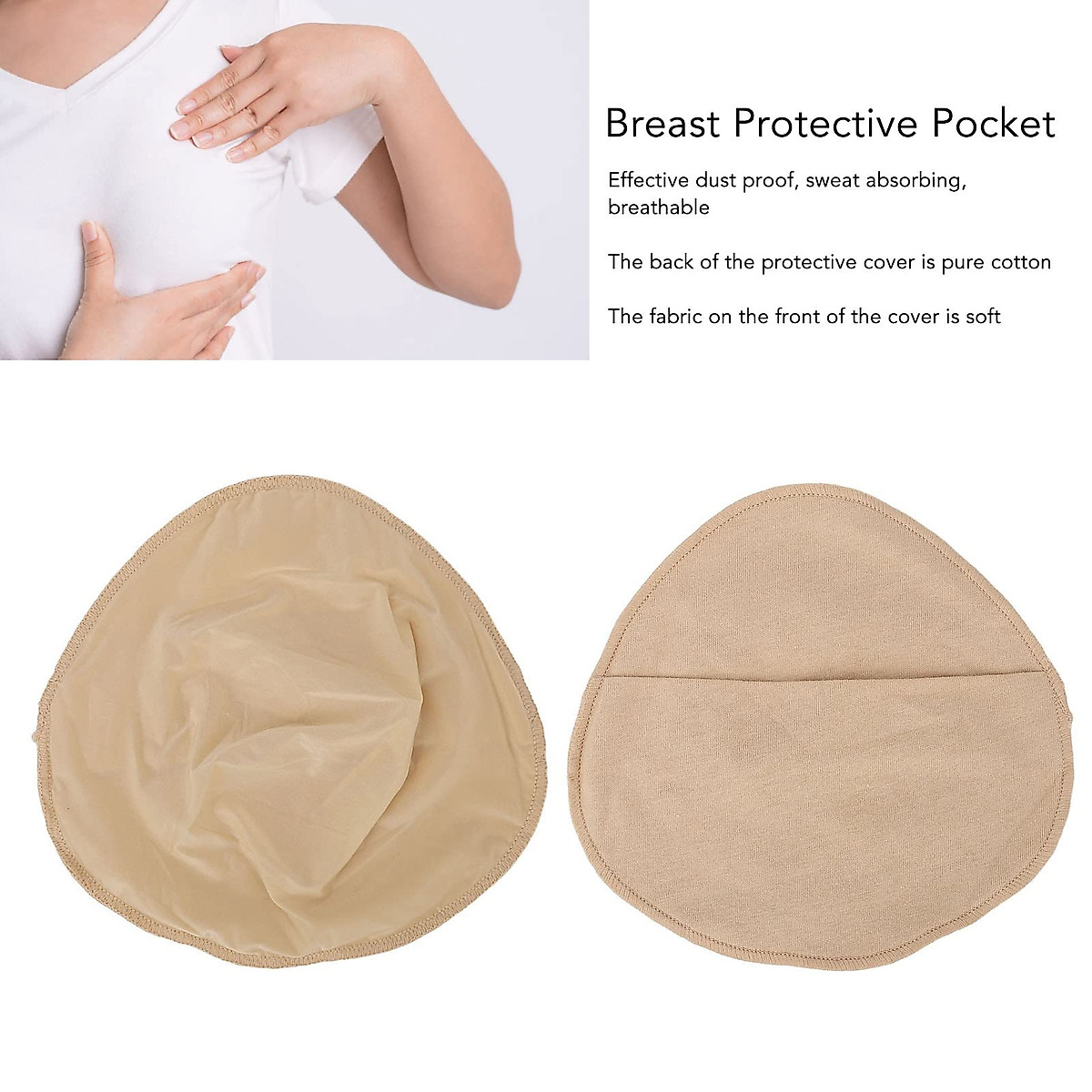 Breast Protective Pocket, Cotton Silicone Breast Forms Cover for Post Mastectomy for Woman (ATR)
