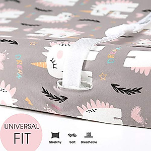 Jersey Knit Ultra Soft Change Pad Cover Set-Cradle Sheet Change Table Sheets for Girls,Fit 32"/34"x 16" Pad, Comfortable Cozy 2 Pack, Unicorn Pink