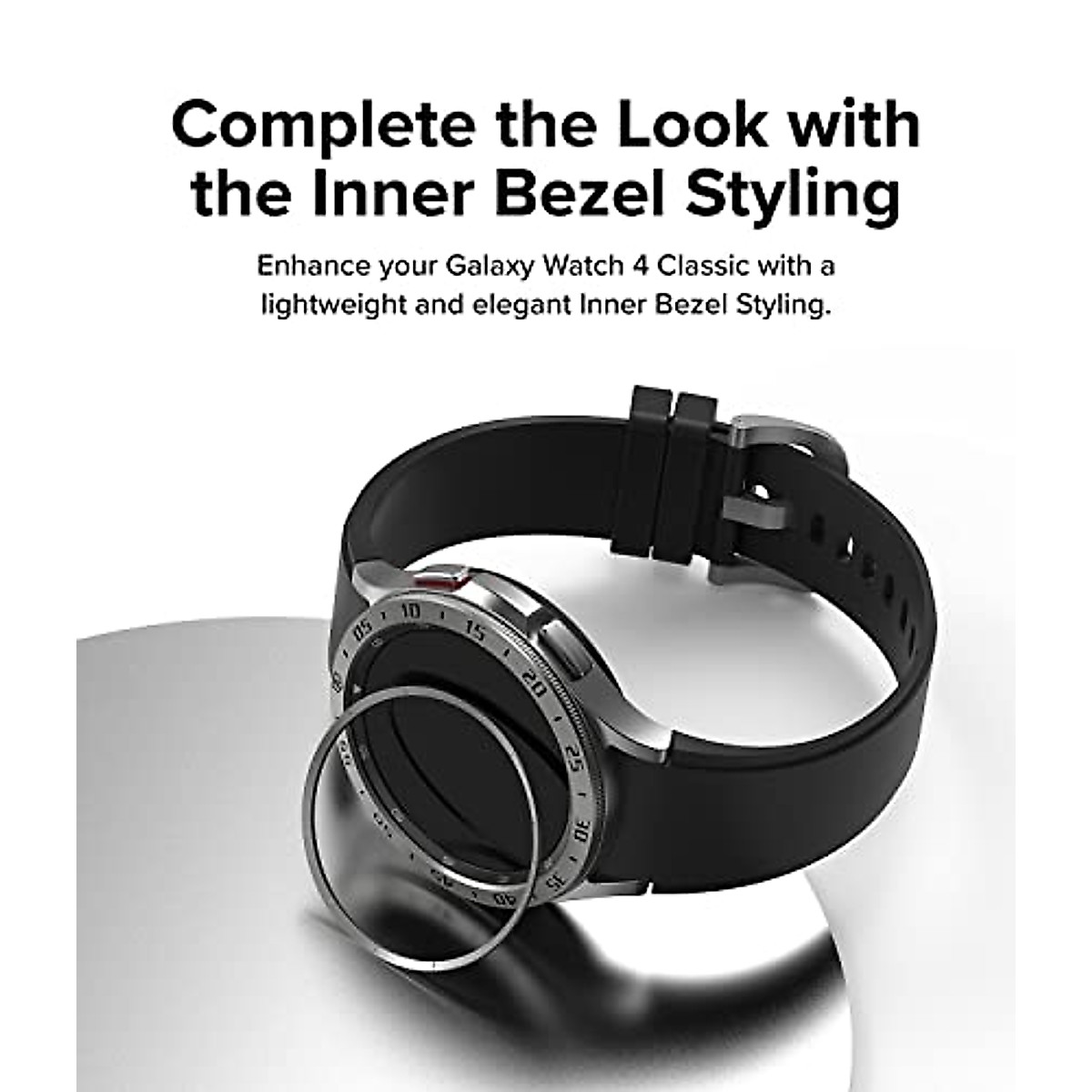 Ringke Inner Bezel Styling Compatible with Samsung Galaxy Watch 4 Classic 42mm, Stainless Steel Anti-Scratch Inner Bezel Ring Protective Cover - 42-IN-03 (ST) Silver