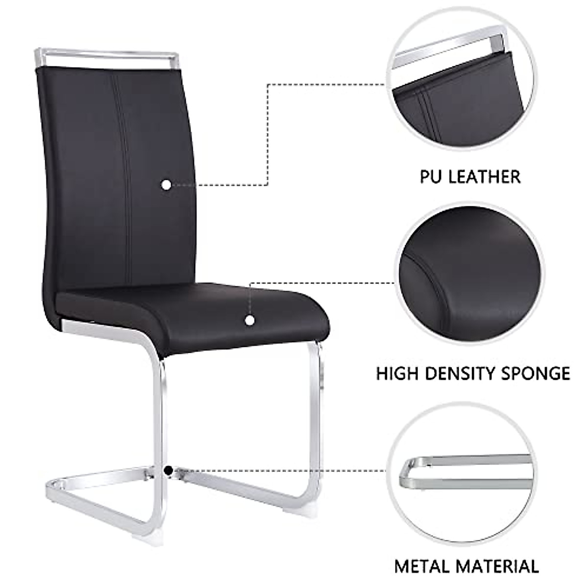 Dining Room Table Set for 6,Modern 71 Inch Rectangular Dining Table For 6-8 Persons,With 6 Black Faux Leather Upholstered High-Back Dining Chairs For Dining Room / Kitchen (Table + 6 Black Chair)