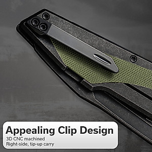 CIVIVI Folding Pocket Knife for EDC, Frame Lock Knife with 3.7" 14C28N Blade, Steel with OD Green G10 Handle, Gustavo T. Cecchini Hypersonic Flipper Knife for Men Gift Collection C22011-1