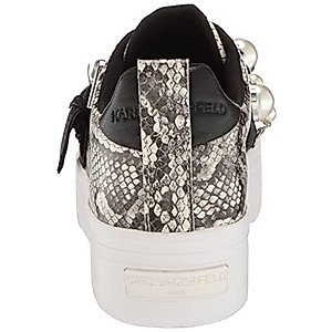 Karl Lagerfeld Paris Women's Vidya Pearls-Lace Sneaker, Black/White, 9.5