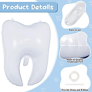 6 Pcs White Tooth Balloons, Dental Balloon, Dentist Balloon, Tooth Foil Balloons Dentist Graduation Party Decorations Tooth Clinic Balloons for Dentist Dental Student Teeth Theme Party Decoration