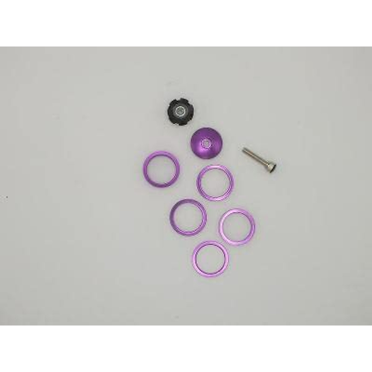 Motobecane Anodized 1 1/8 Headset Spacer Kit Top Cap and Star Nut Bolt (Purple)