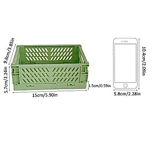 5-Pack Mini Pastel Crates,Plastic Folding Stacking Baskets,For Storage Organizing, Durable Reliable Storage Crate, For Kitchen,Classroom,Office,Bathroom Storage (Blue, Yellow, Pink, Green, Purple)