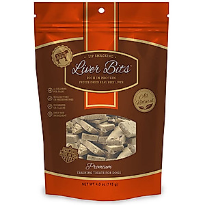 Liver Bits Treats for Dogs - Freeze Dried Training Treats - 100% Natural Raw Beef Liver - High in Protein 4 oz