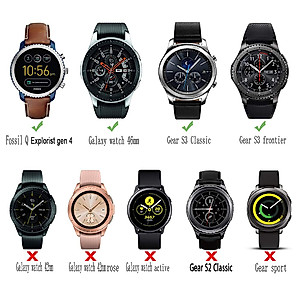 Balerion Cuff Genuine Leather Watch band,Compatible with Samsung Galaxy Watch 3 45mm, Galaxy Watch 46mm,Gear S3,Fossil Q Explorist,other Standard 22mm Lug Width Watch,Black