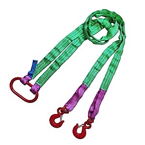 Two Leg Bridle Web Sling 6.5ft 4410lb Web Slings Belt Type with hook2.0 m 2000 kg Lightweight and Flexible Capacity Steel Sling[2leg 2.0 t]