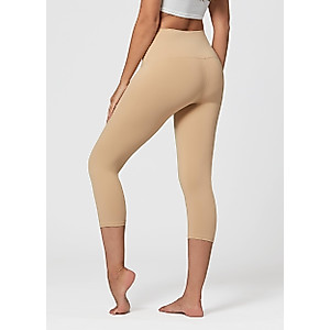 Conceited Capri Leggings for Women - Soft - High Waist Tummy Control - Essential - Regular and Plus Size - Nude Beige - Small - Medium