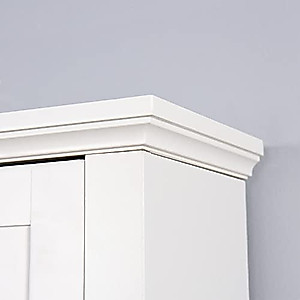 Hcman 67.32" H Over The Toilet Storage Cabinet, Double Door Bathroom Cabinet Organizer Shelf Over Toilet, Toilet Rack with Inner Adjustable Shelf and Open Shelf, White