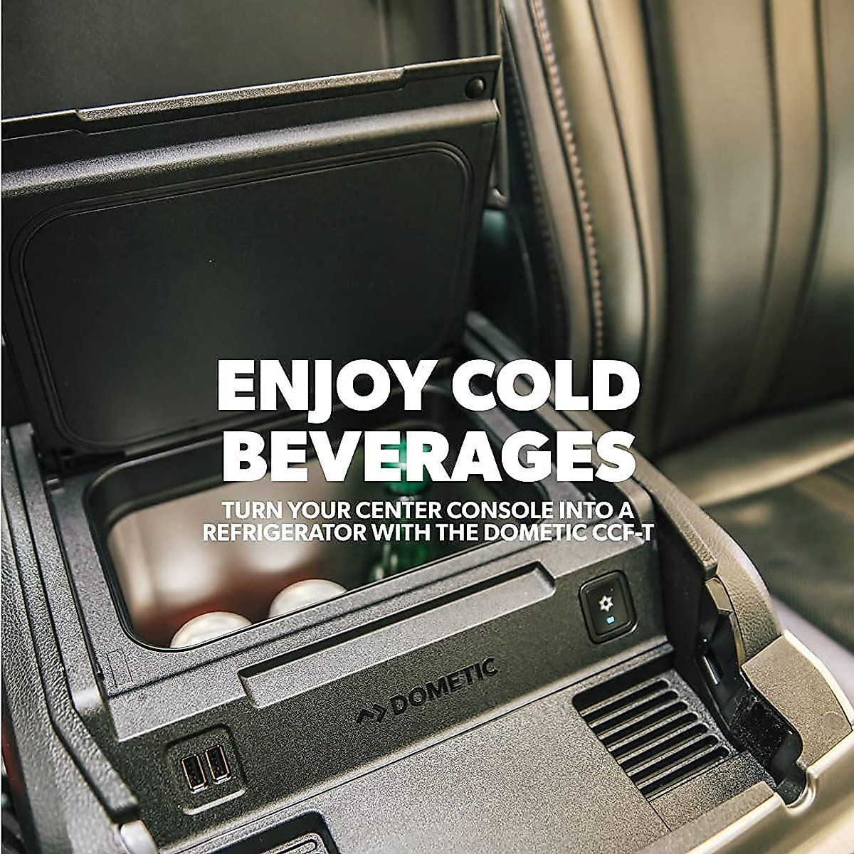 Dometic CCF-T Center Console Refrigerator - Dual USB Charging Port with Soft Touch User Interface Unit - Low Noise & Energy Consumption,7.5L 12V Powered Fridge for Ford