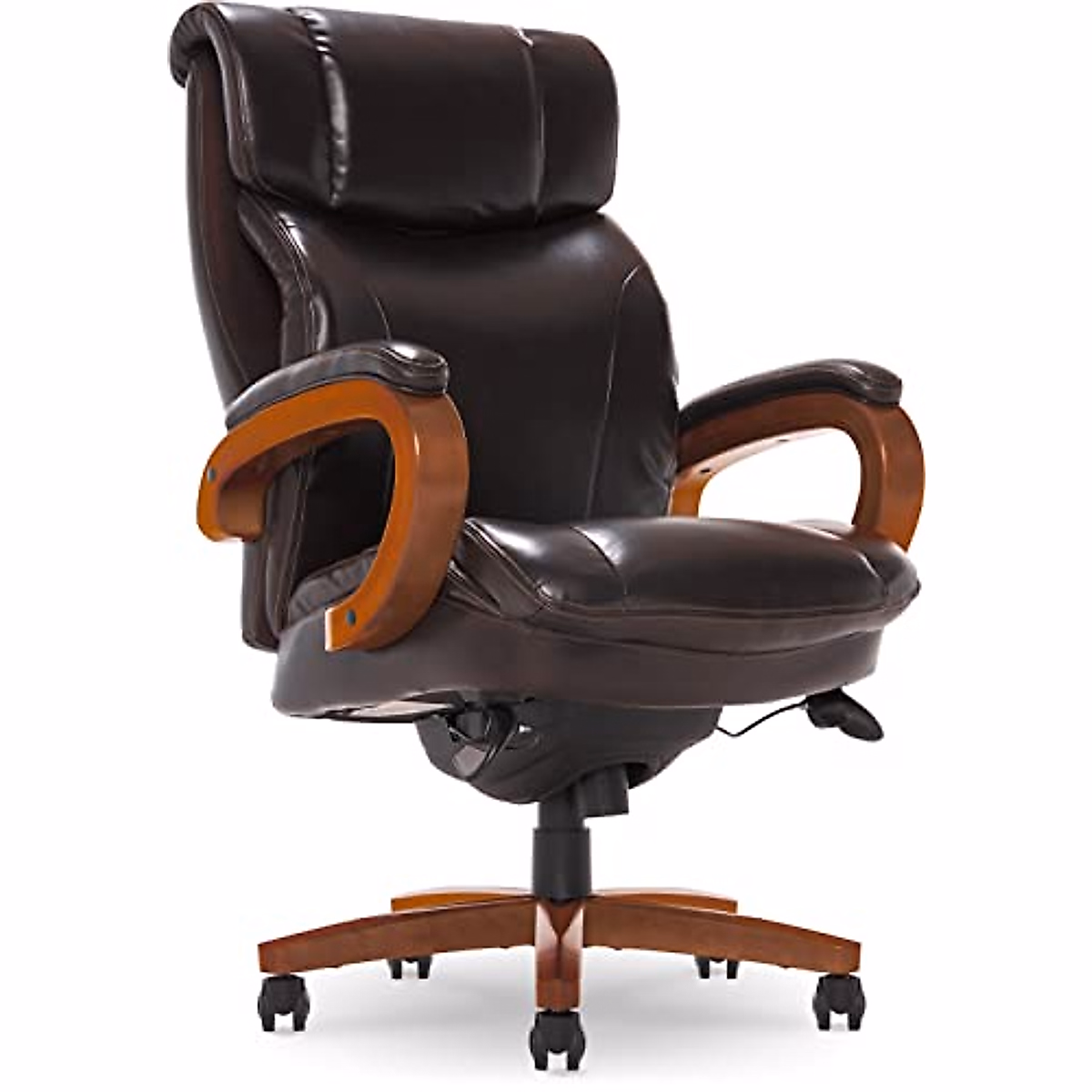 La-Z-Boy Trafford Big and Tall Executive Office Chair with AIR Technology, High Back Ergonomic Lumbar Support, Bonded Leather, Brown