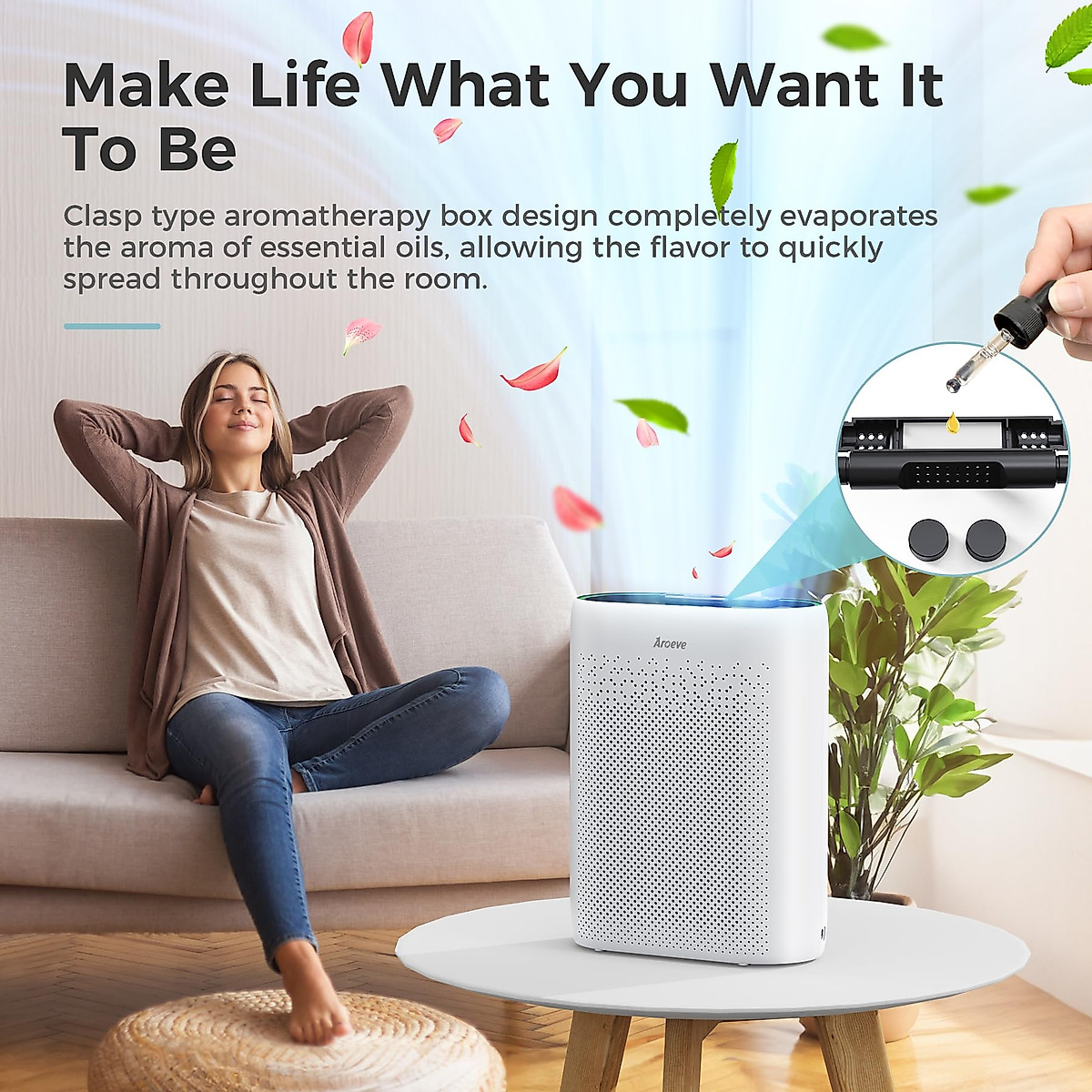 AROEVE Air Purifier with Two Filter(One Basic Version & One Pet Dand Version)