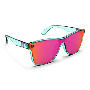 Blenders Eyewear Millenia X2 – Polarized Sunglasses – Flat, Mirrored Lens, Tough Frames – 100% UV Protection – For Men & Women – Dance Electric